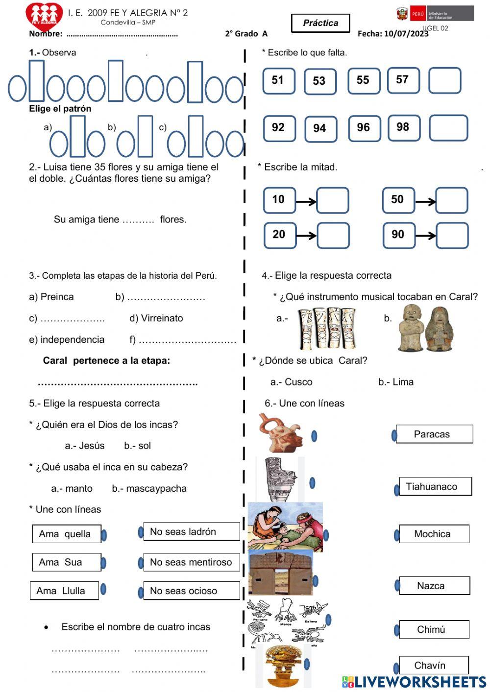 PRACTICA 2 A LUNES 10 DE JULIO online exercise for | Live Worksheets