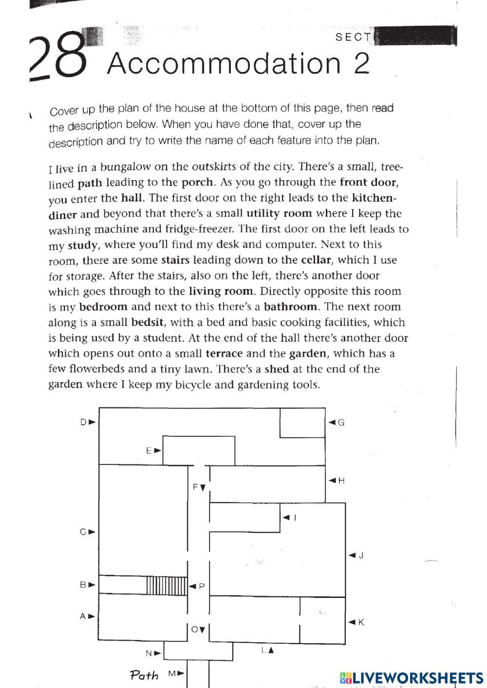 Accommodation | Free Interactive Worksheets | 7089121