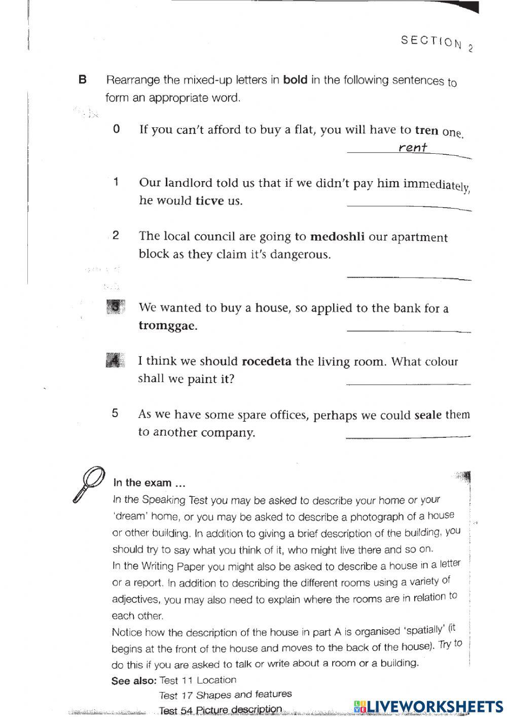 Accommodation | Free Interactive Worksheets | 7089121