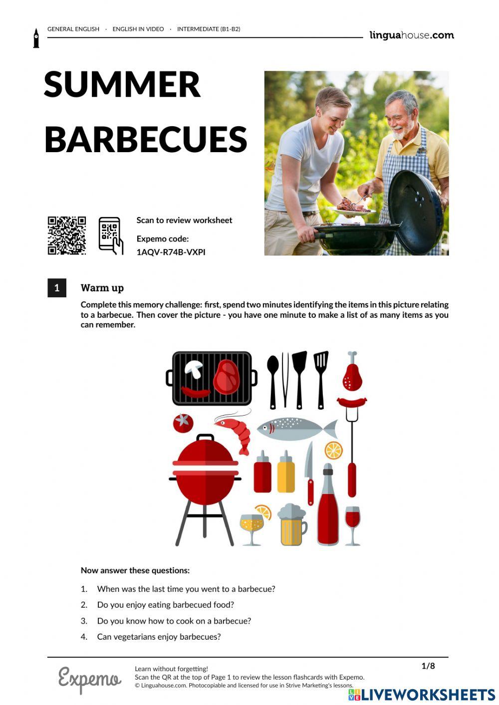 bbq online exercise for | Live Worksheets