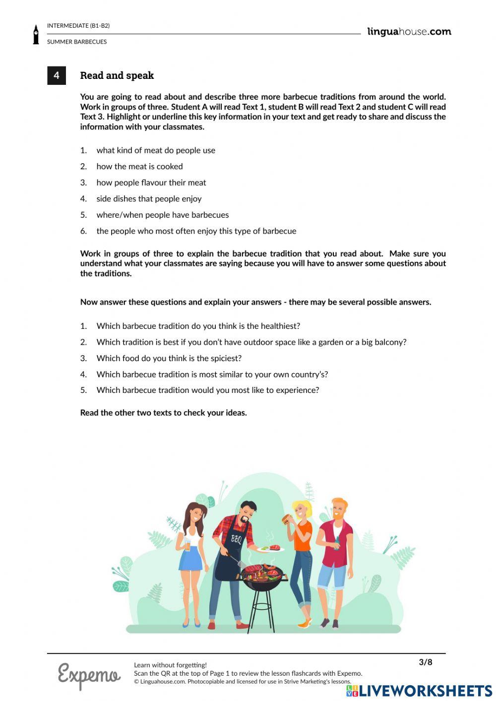 bbq online exercise for | Live Worksheets