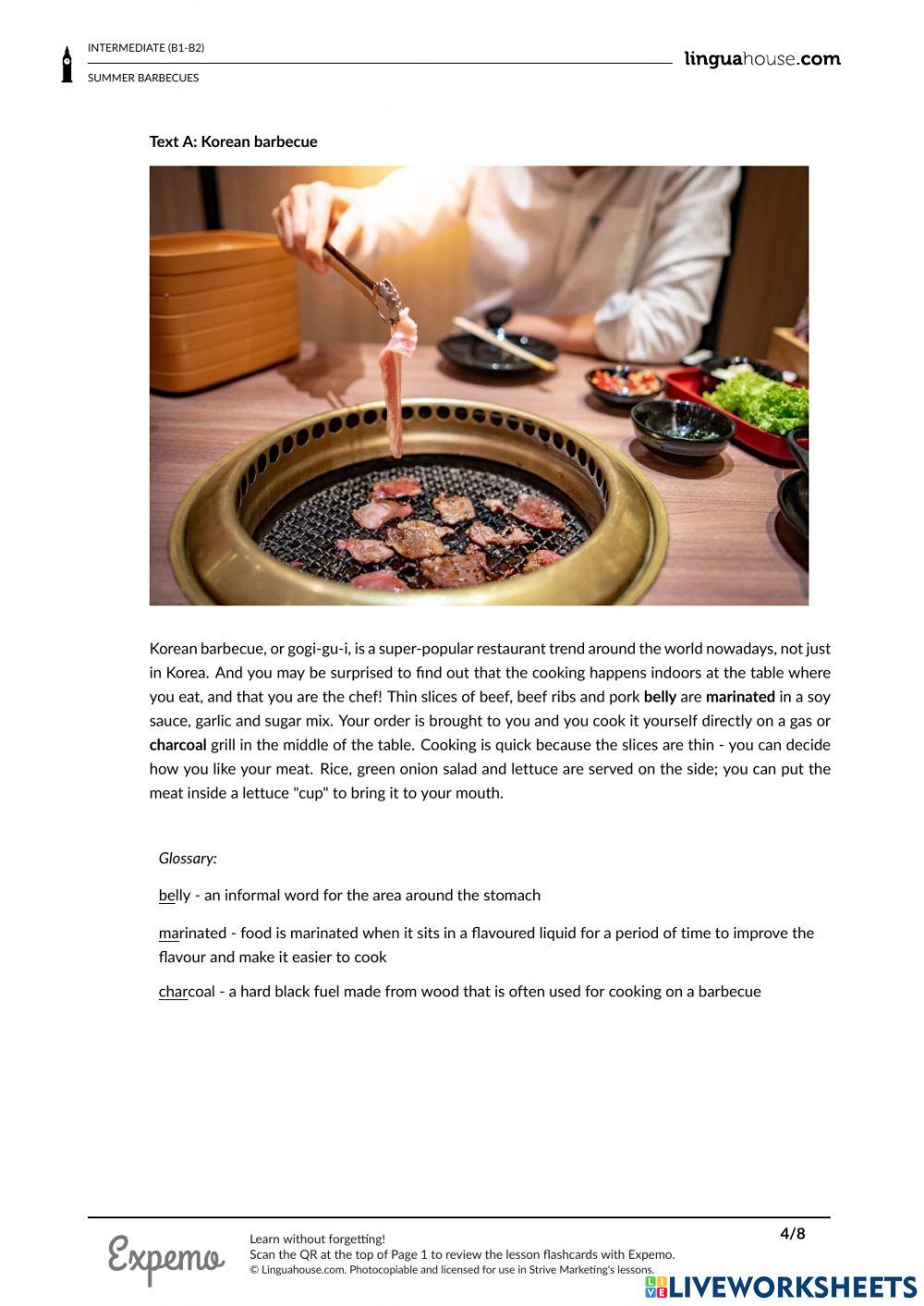 bbq online exercise for | Live Worksheets