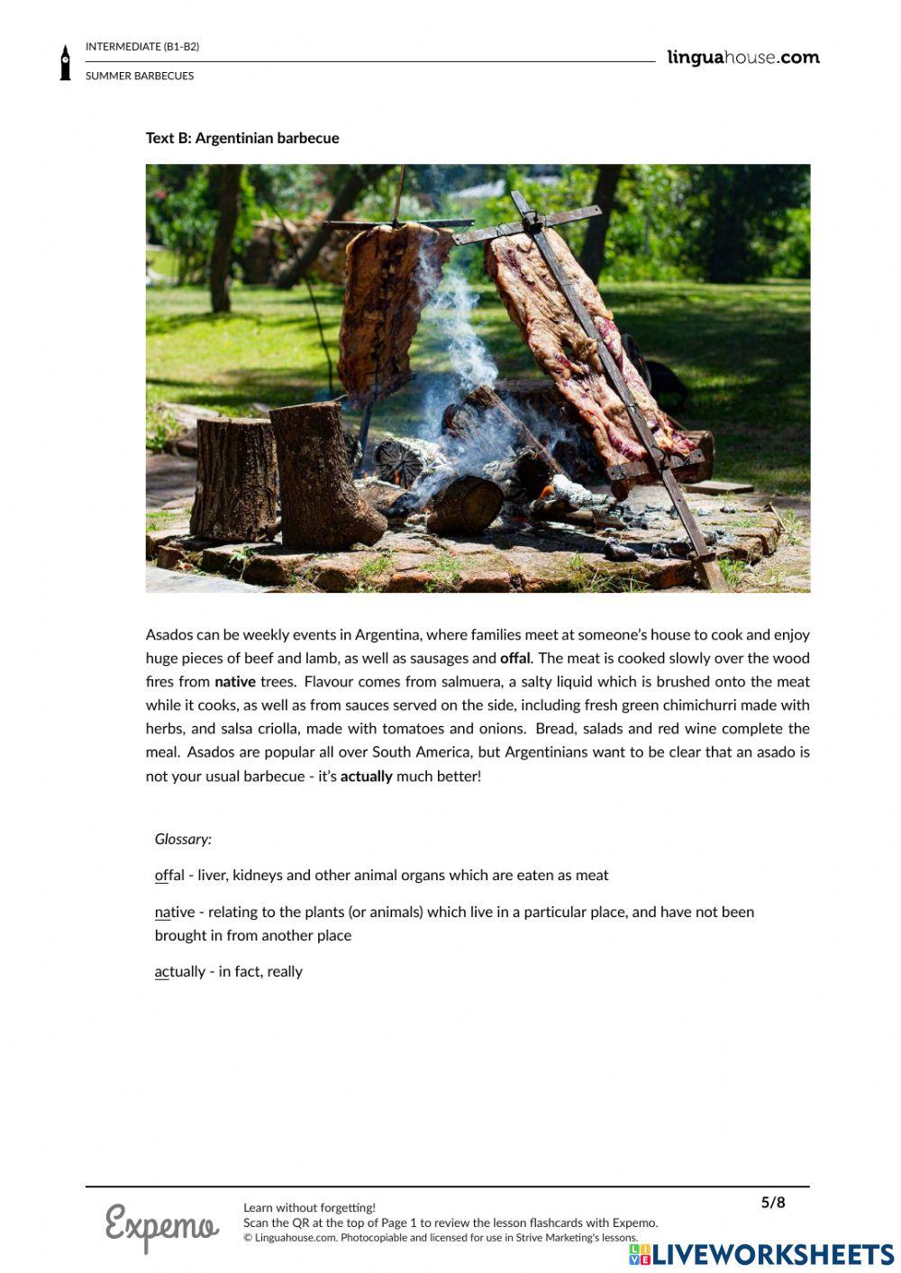 bbq online exercise for | Live Worksheets