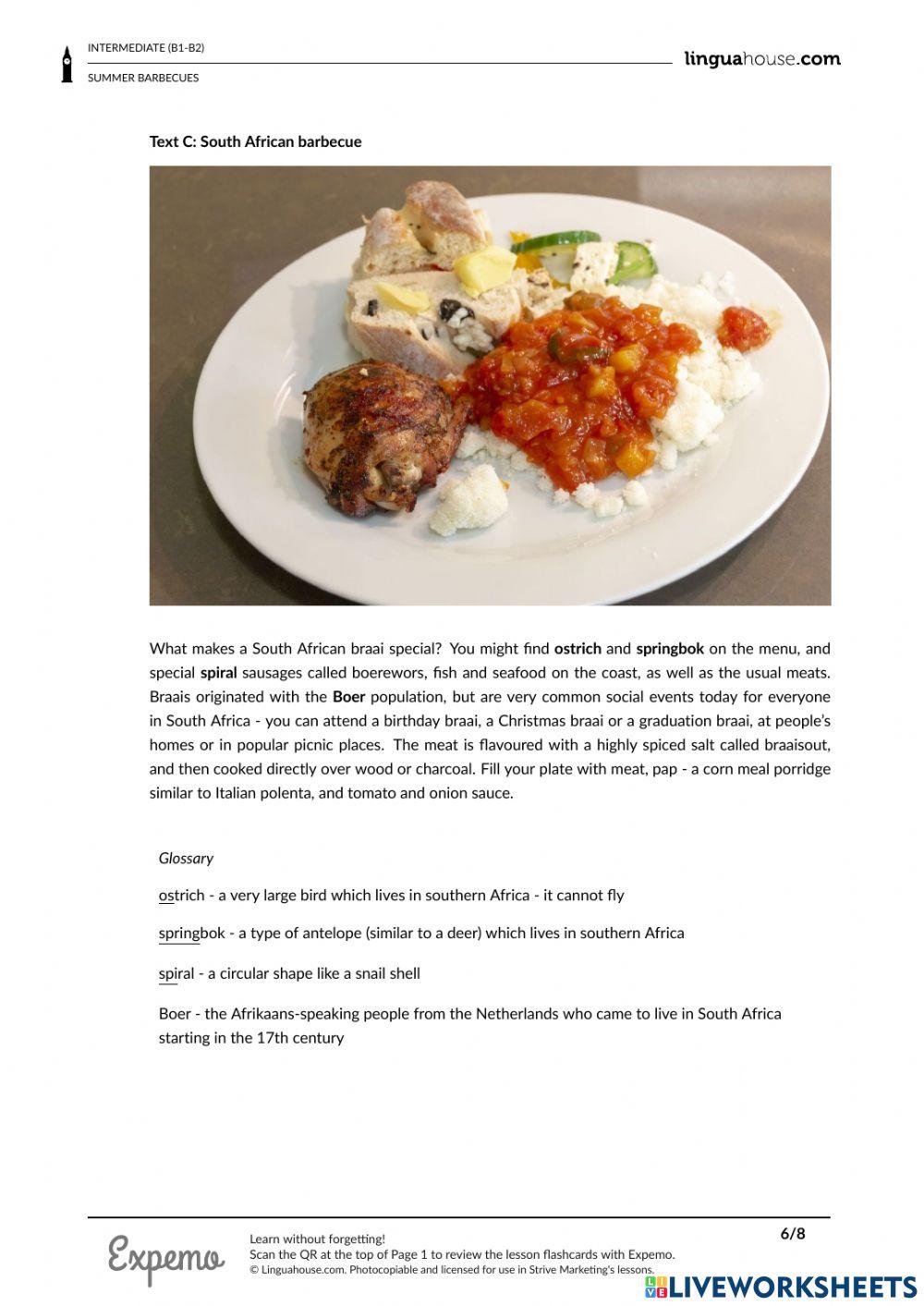 bbq online exercise for | Live Worksheets