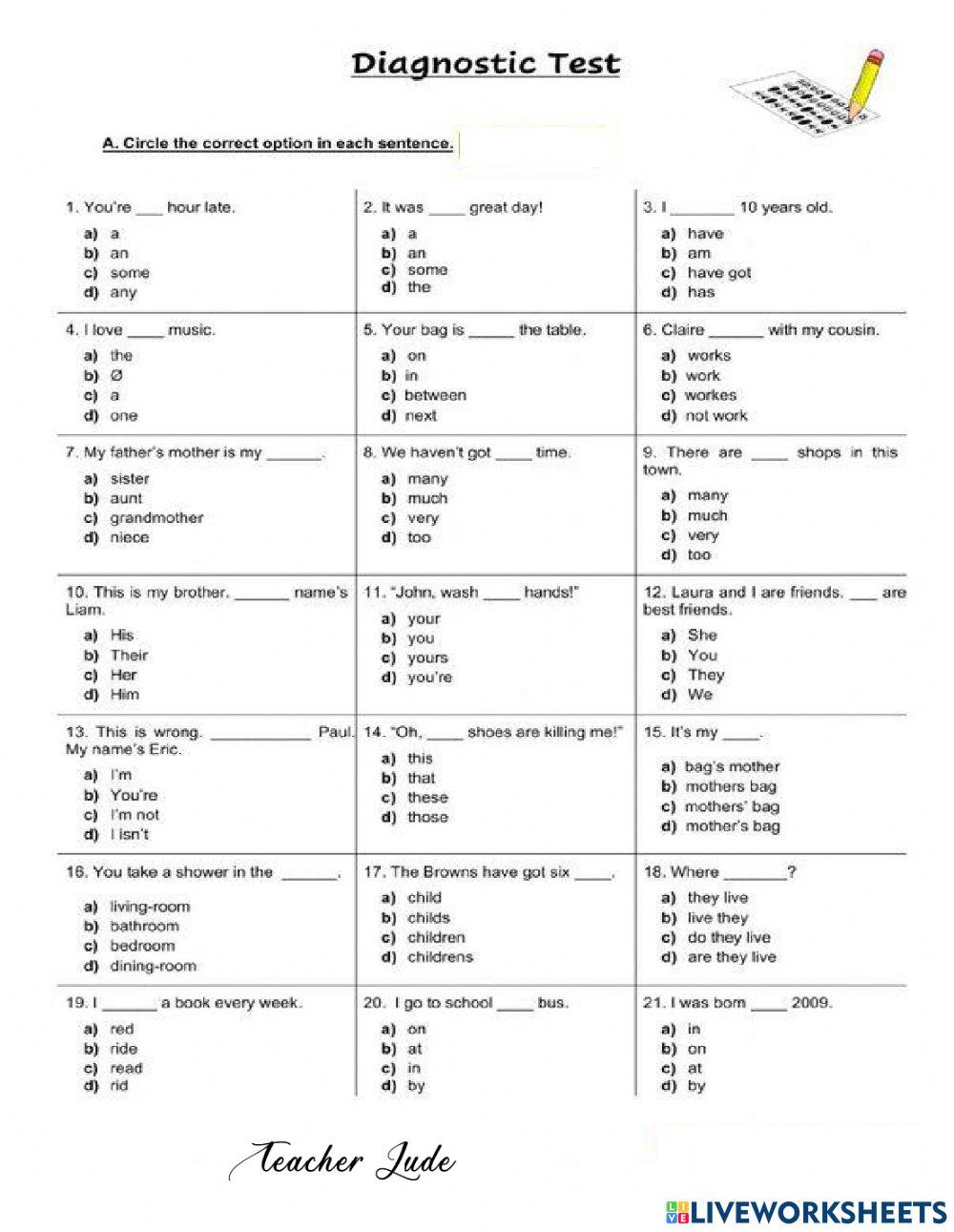 Exercise online exercise for | Live Worksheets