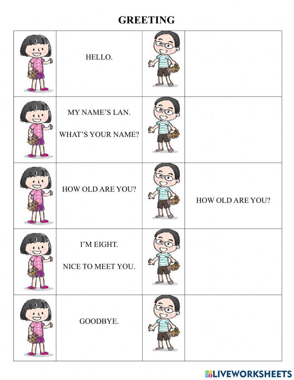 GREETING online exercise for | Live Worksheets