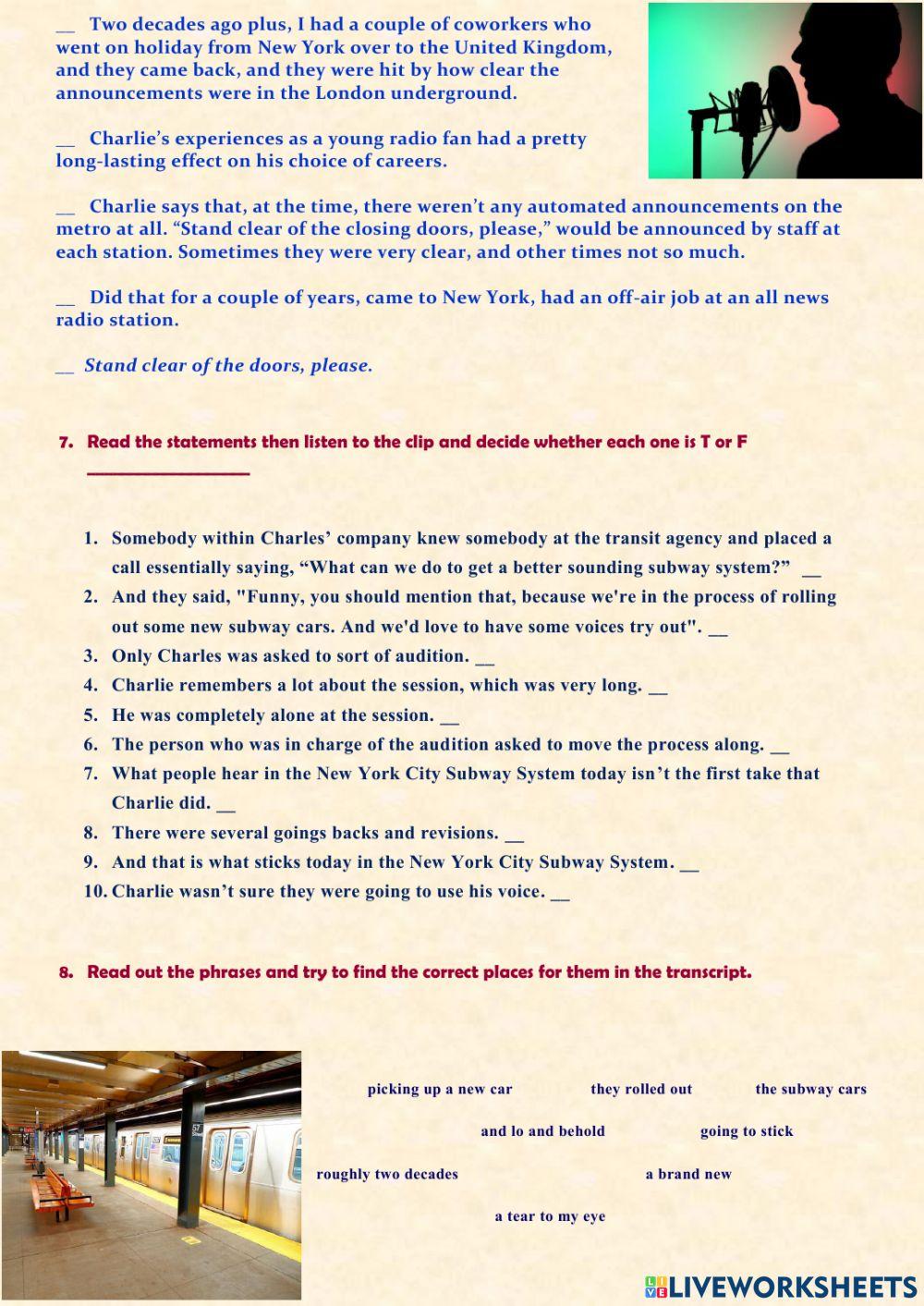 Stay Clear of the Closing Door worksheet | Live Worksheets