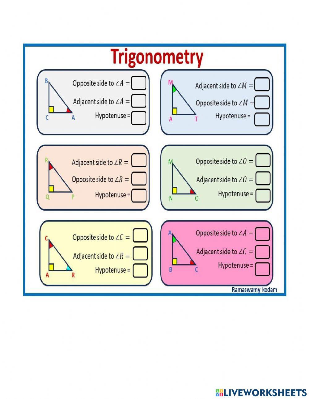Trignometry activity | Live Worksheets