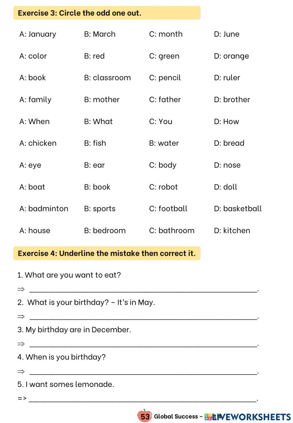 Lop 4 free worksheet | Live Worksheets