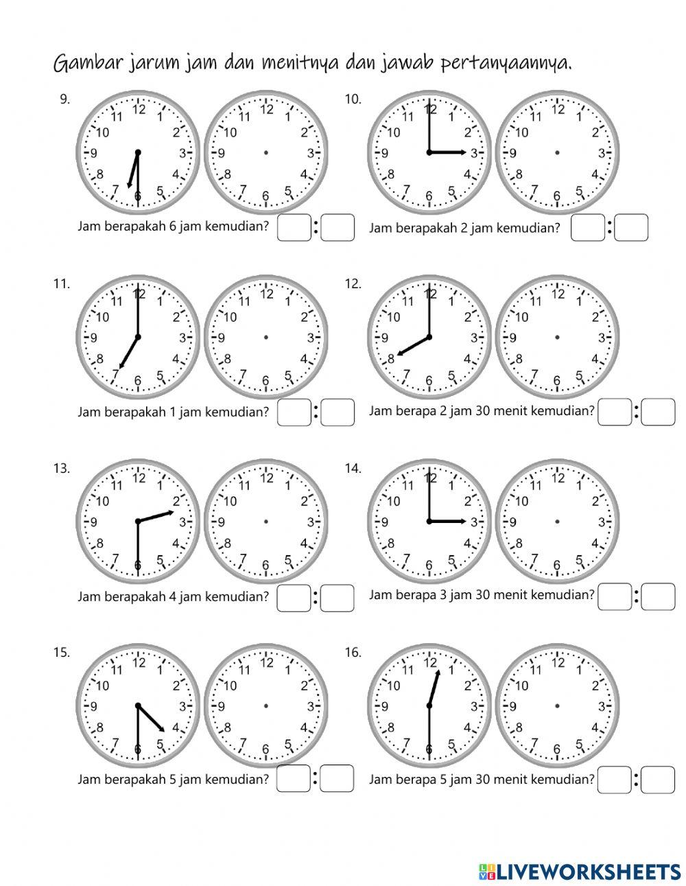 Durasi Waktu - 2 | Free Interactive Worksheets | 7091574