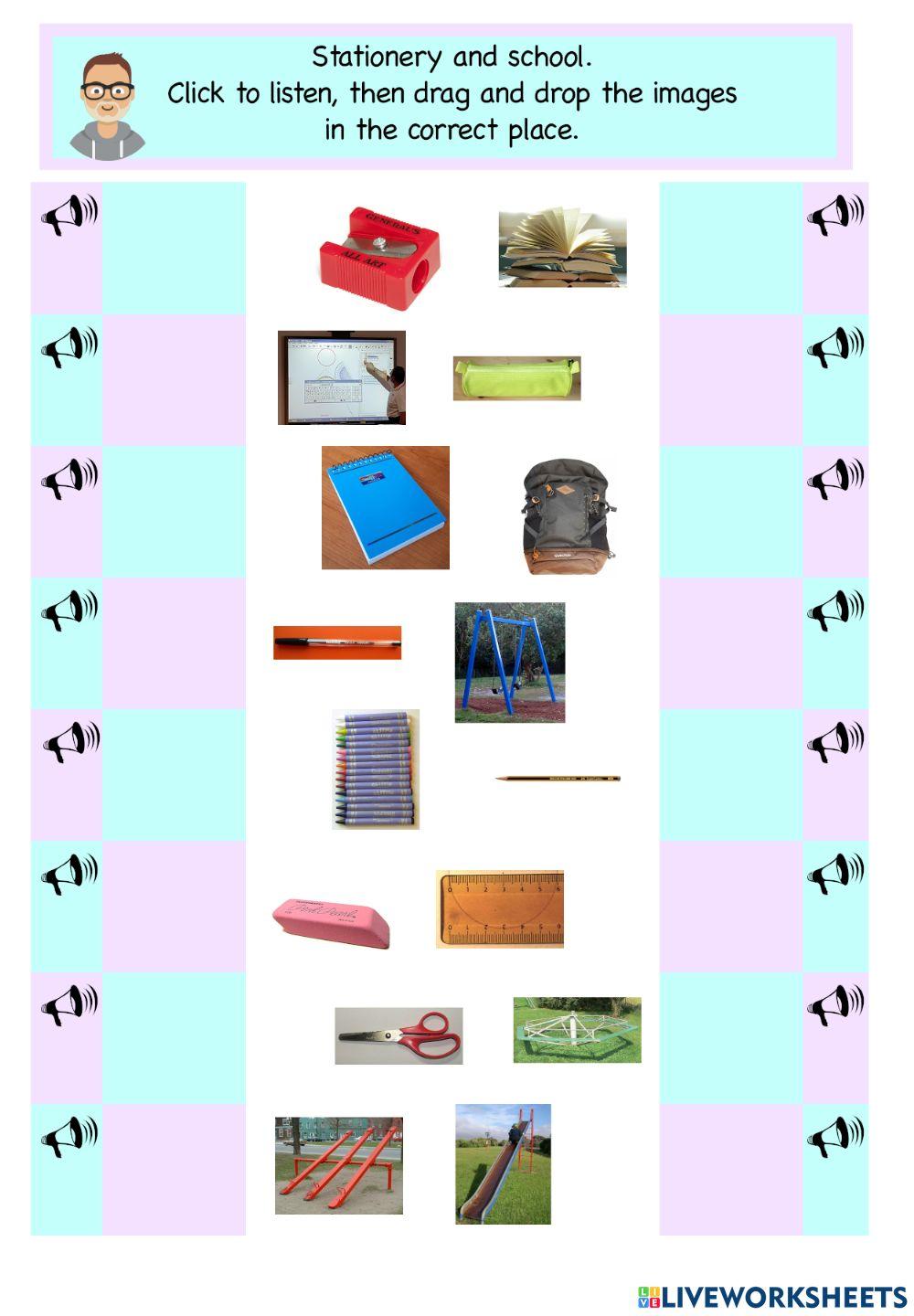 Stationery and school worksheet | Live Worksheets