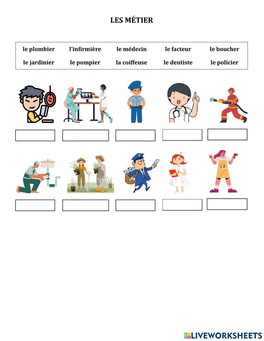 Le métier | Free Interactive Worksheets | 7092035