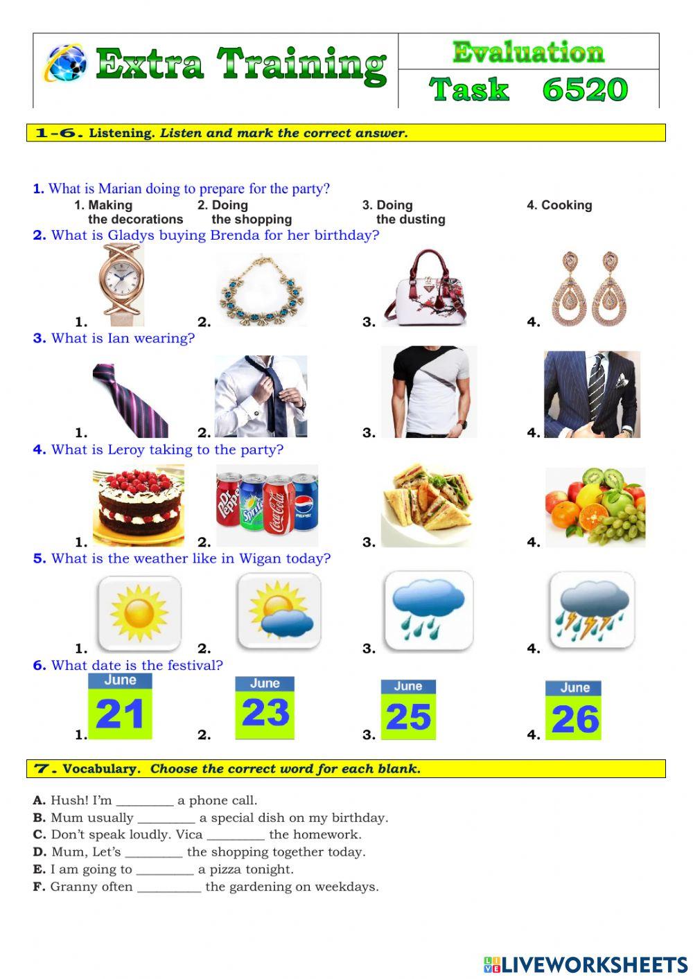 Extra Training 6571 worksheet | Live Worksheets