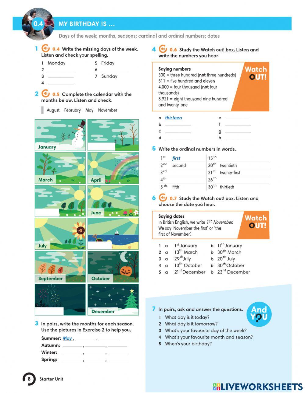 E6DCV U0 (TB) MY WORLD worksheet | Live Worksheets