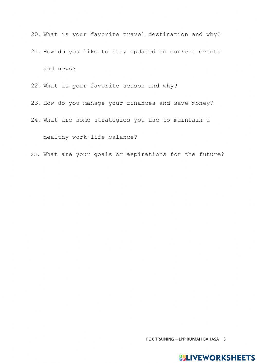 Daily Life Questions Worksheet Live Worksheets daily-life-questions-worksheet-live-worksheets