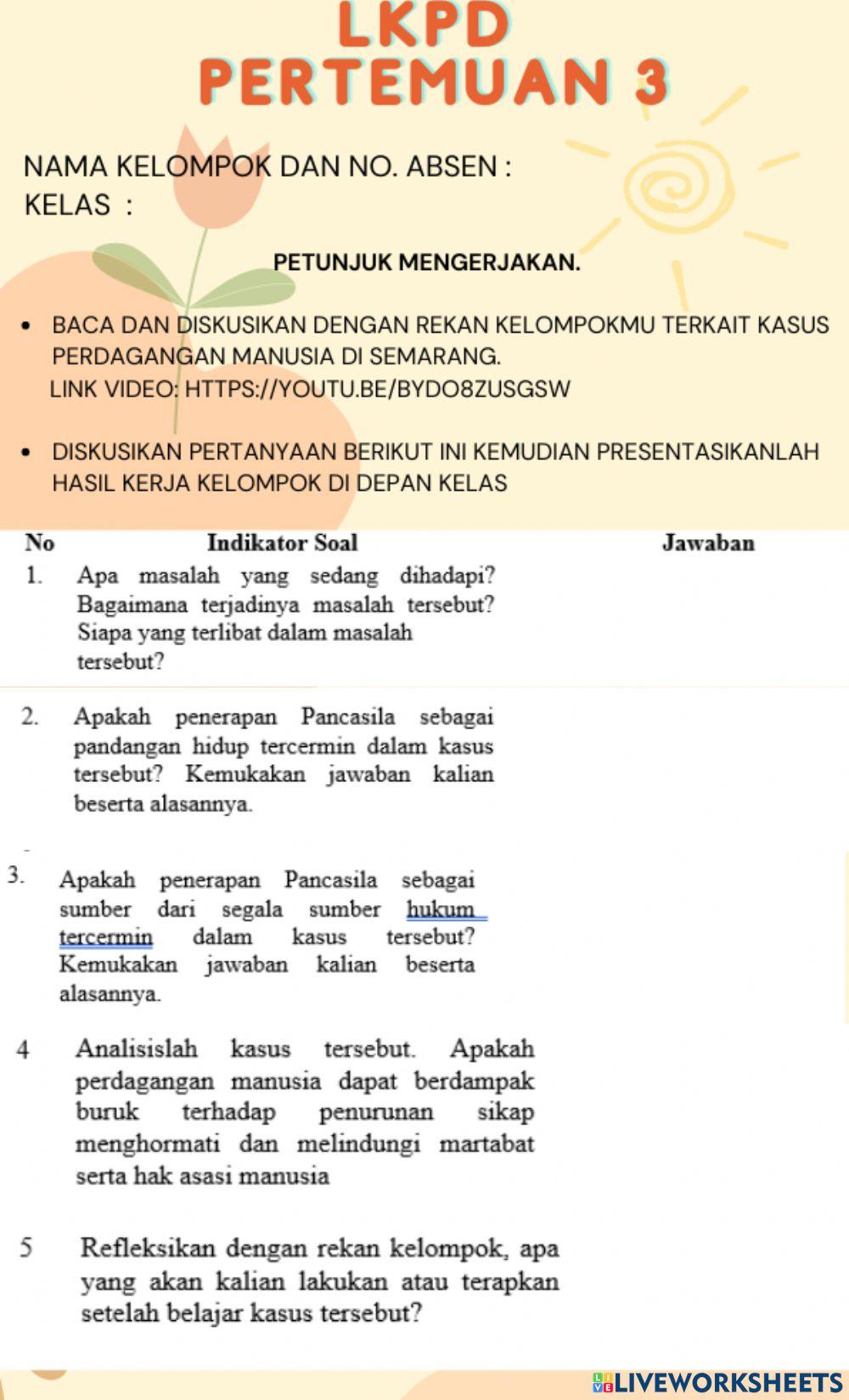 LKPD Pertemuan 3 online pdf exercise for 8 | Live Worksheets