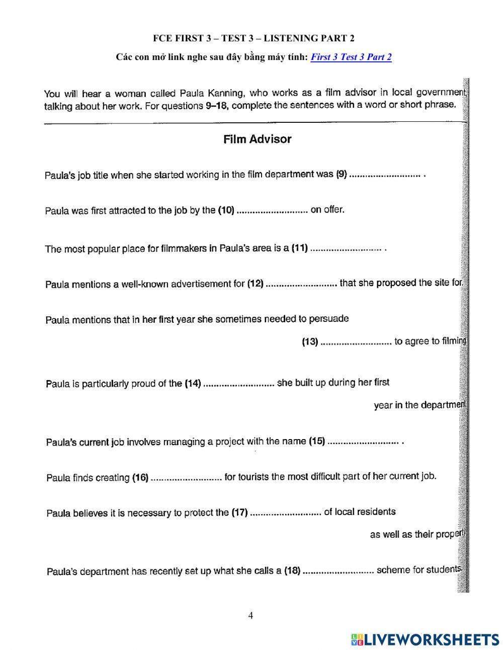 Foreign teacher-S8-Week 7-Lesson 7-FCE PRACTICE worksheet | Live Worksheets
