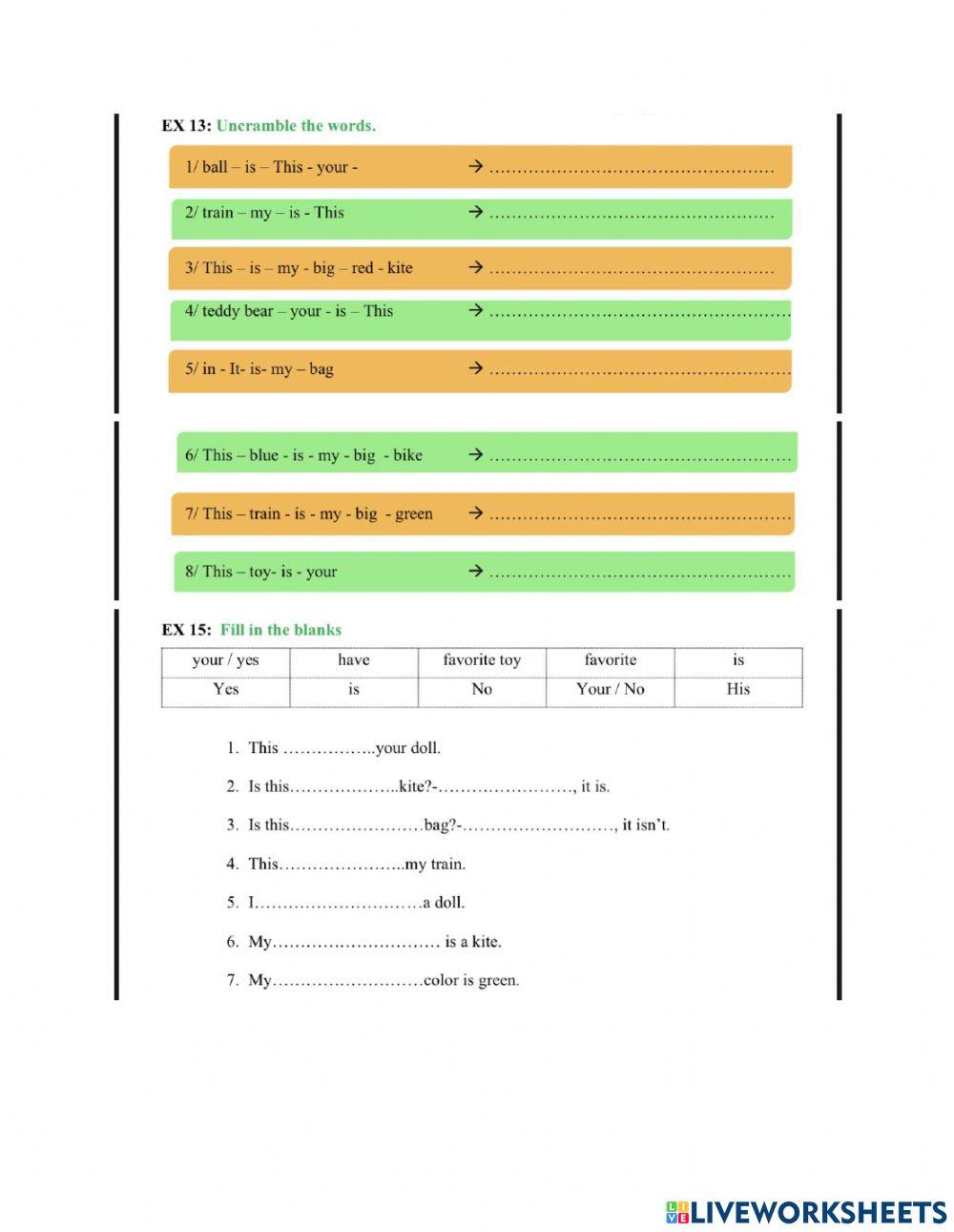 G3 - Unit 1 online exercise for | Live Worksheets