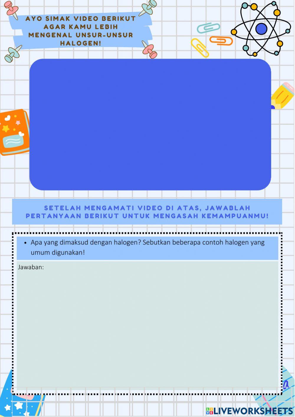 E-lkpd halogen worksheet | Live Worksheets