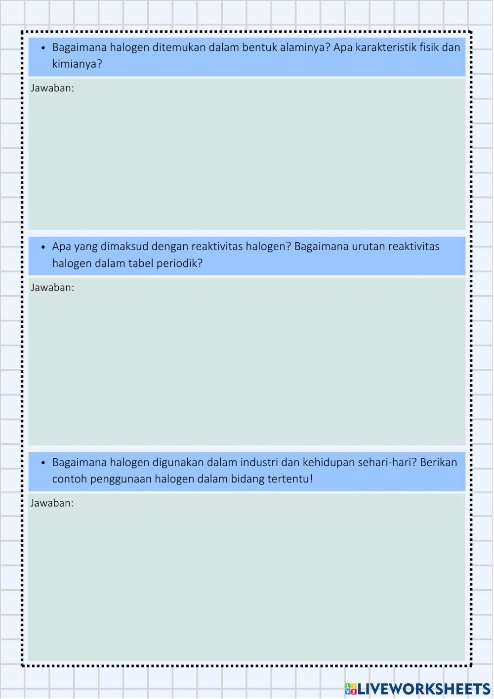 E-lkpd halogen worksheet | Live Worksheets