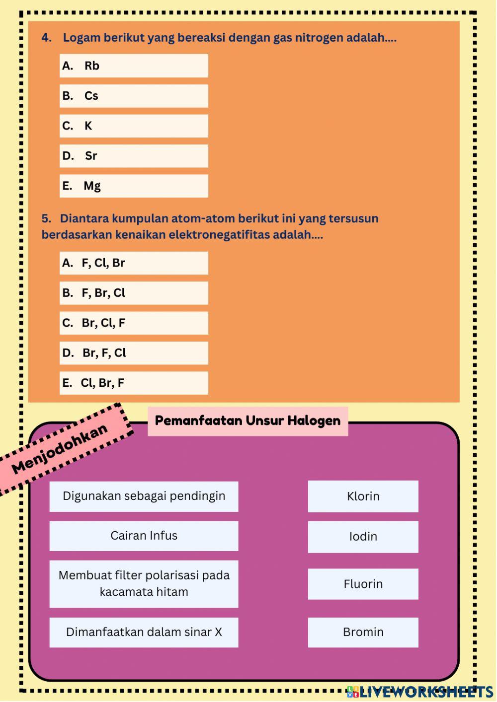 E-lkpd halogen worksheet | Live Worksheets