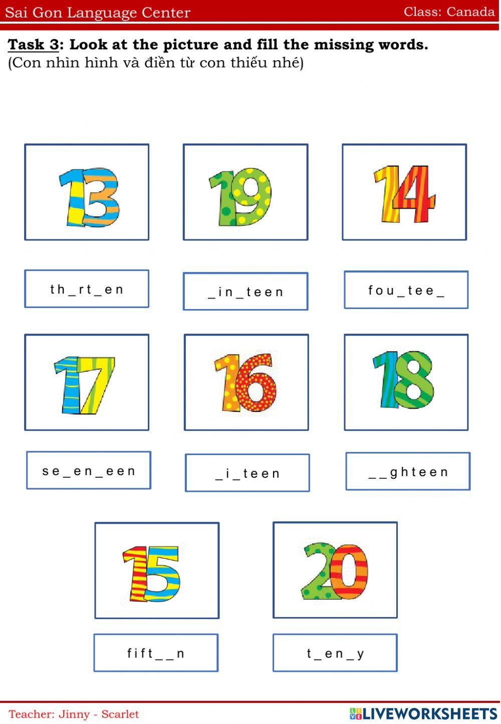 Canada numbers … | Free Interactive Worksheets | 7101259