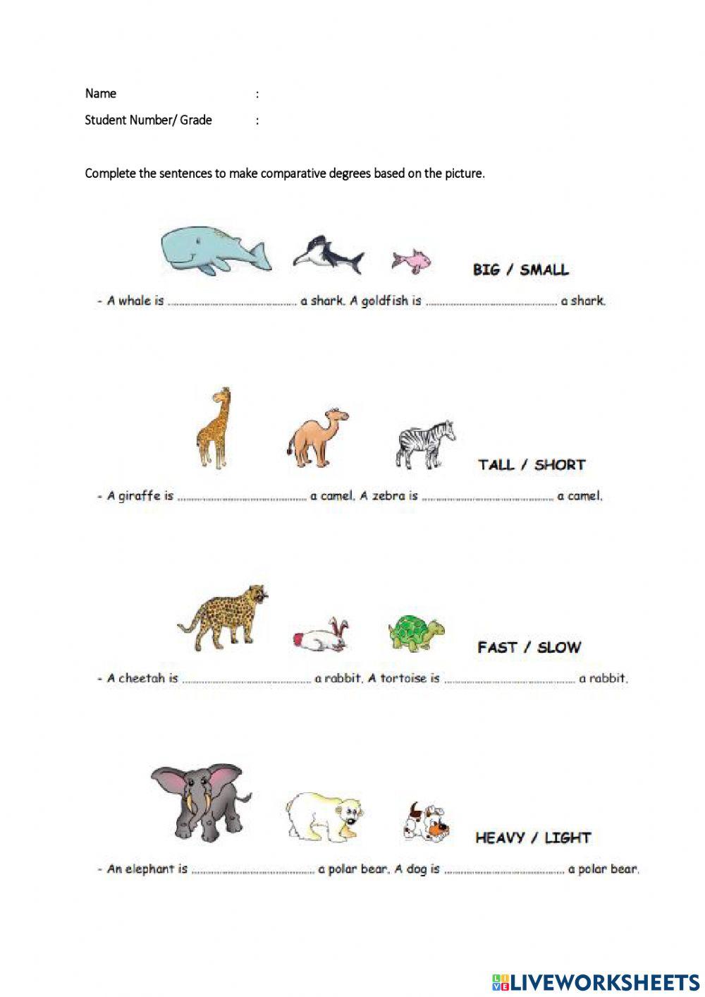 Comparative Deg… | Free Interactive Worksheets | 7101968