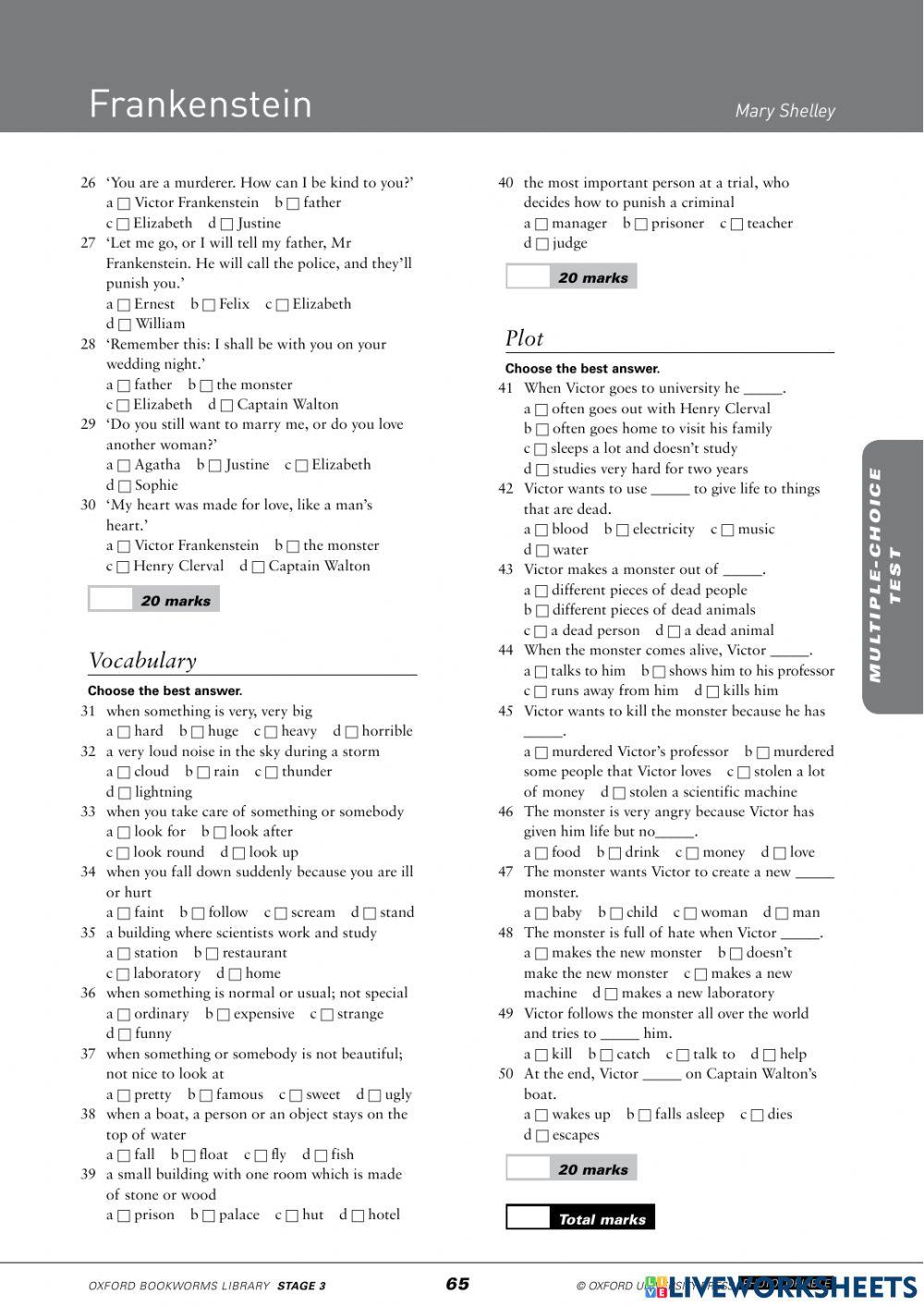 Frank 101 worksheet | Live Worksheets