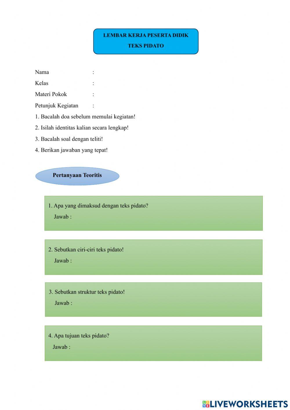 Lkpd Teks Pidato worksheet | Live Worksheets