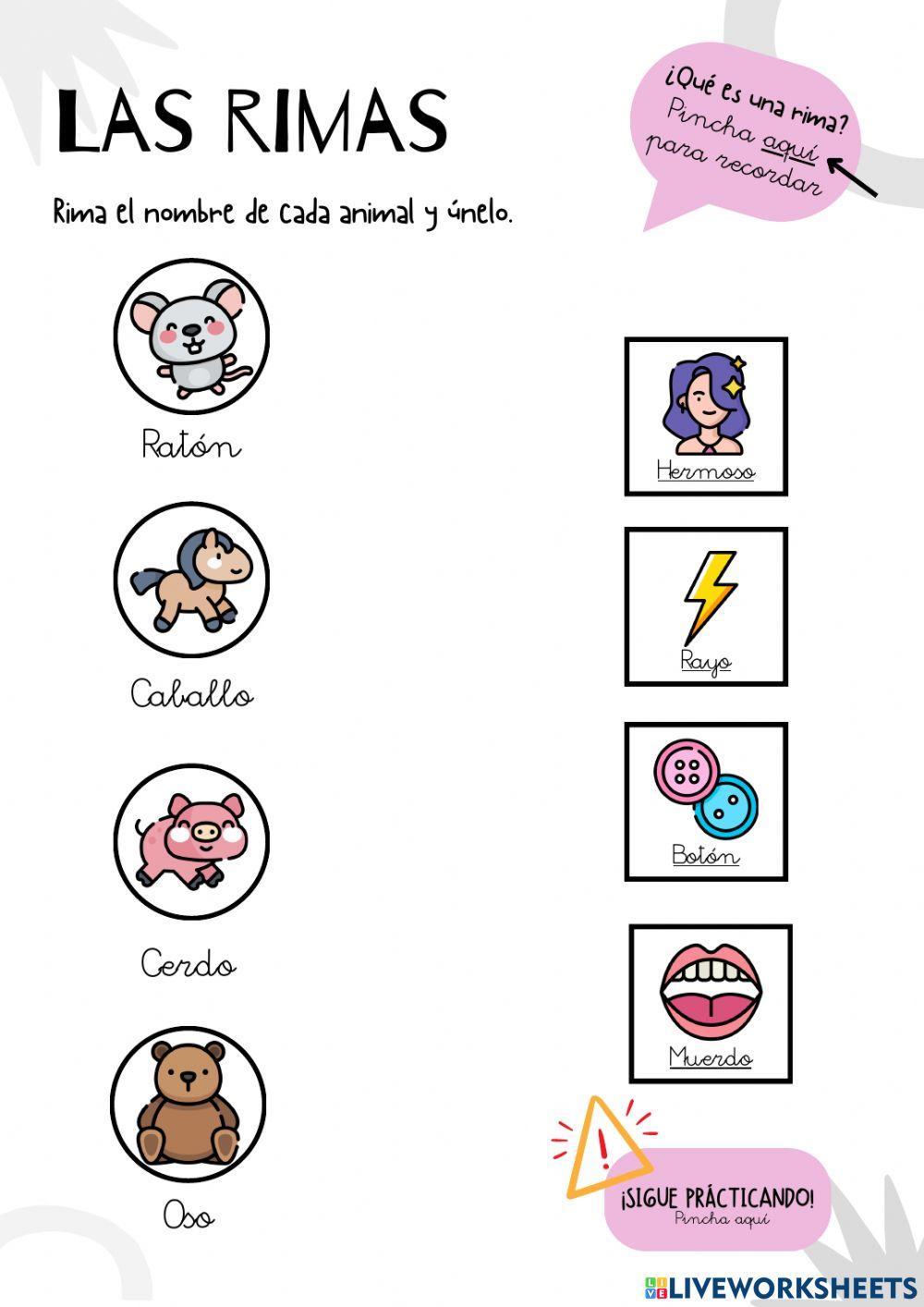 Une rimas worksheet | Live Worksheets