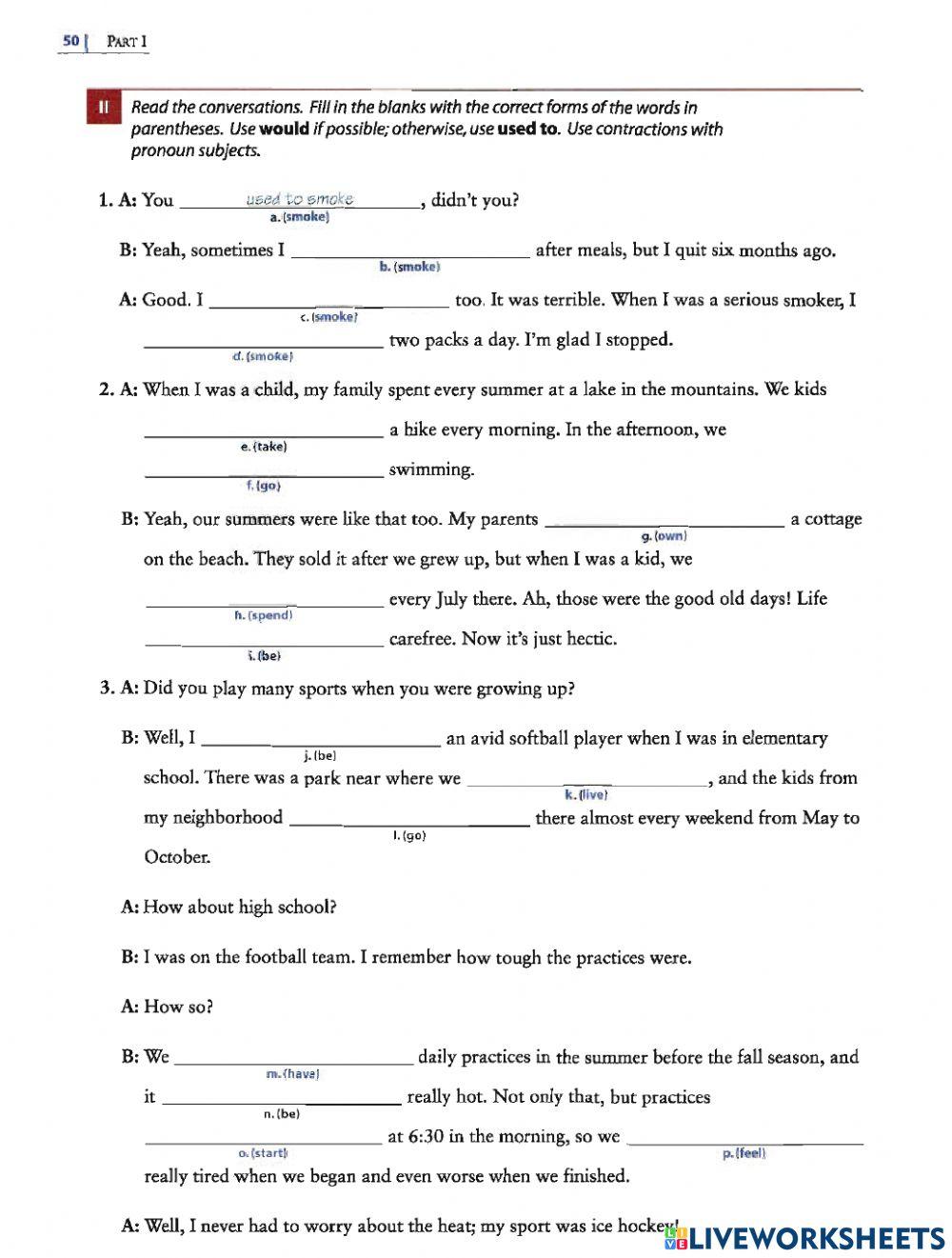 Grammar online exercise for Advanced | Live Worksheets