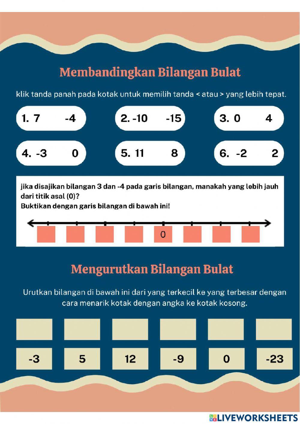 E-LKPD Bilangan Bulat activity for grade 7 | Live Worksheets