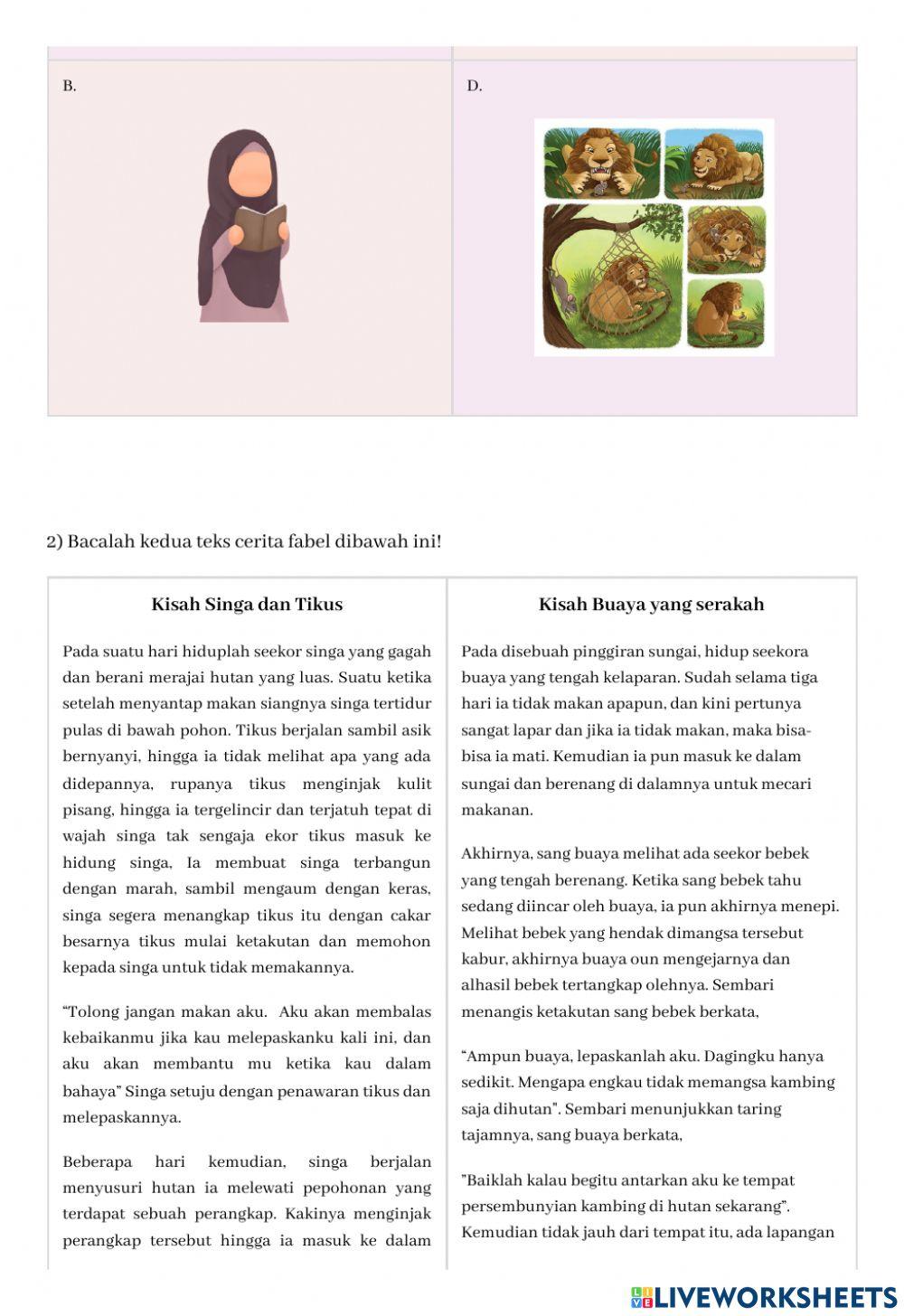 Teks Cerita Fabel 7104330 | Zulfa Mabila Herman