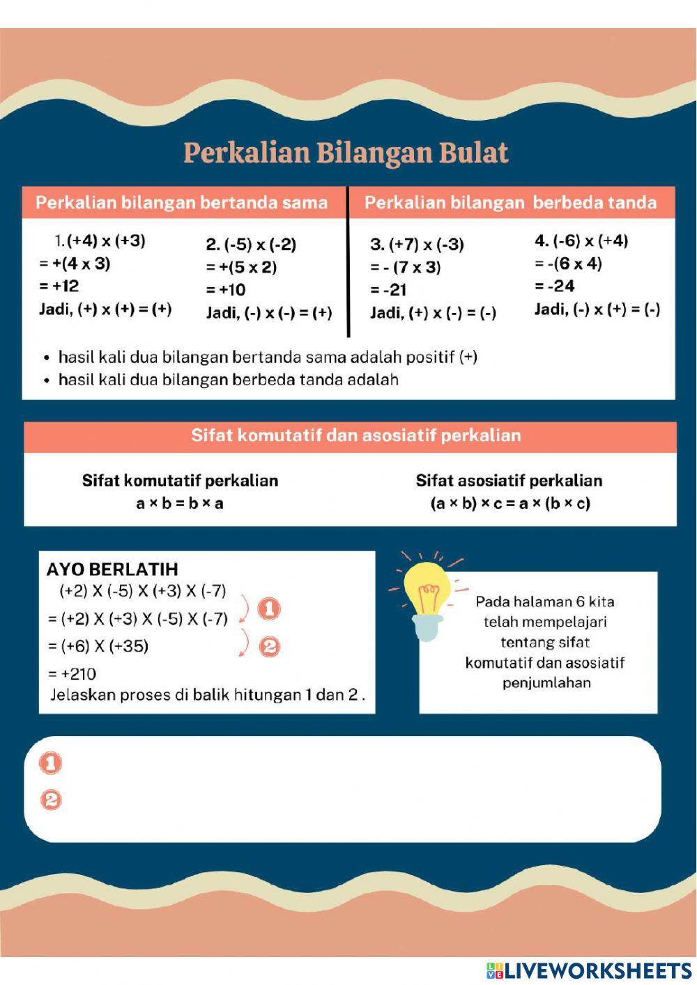 E-LKPD Bilangan Bulat SMP Kelas 7 Bagian 2 worksheet | Live Worksheets