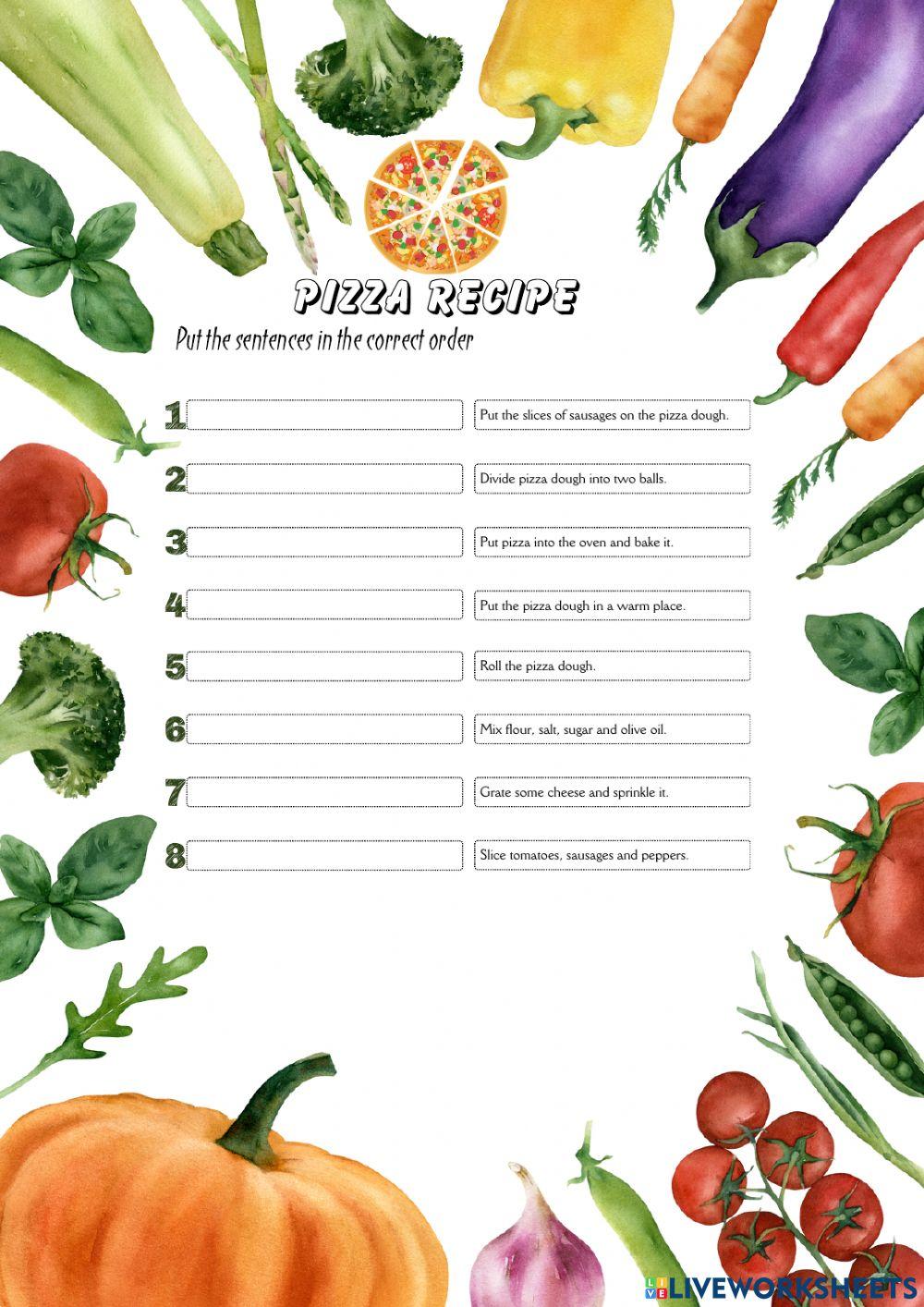 Pizza recipe - … | Free Interactive Worksheets | 7080202