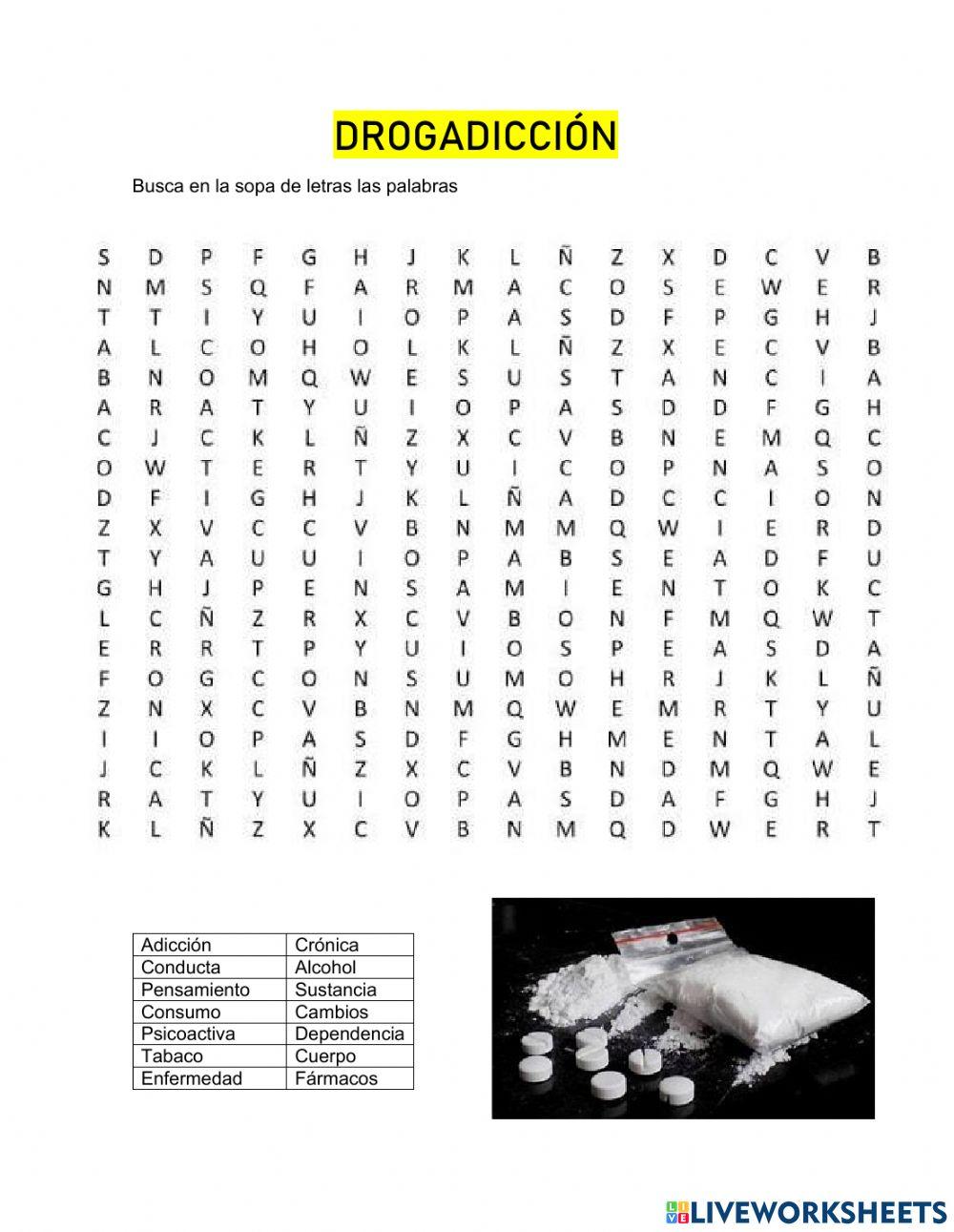 Sopa De Letras De Adicciones - MXEDUSA Sopa De Letras De Adicciones - MXEDUSA