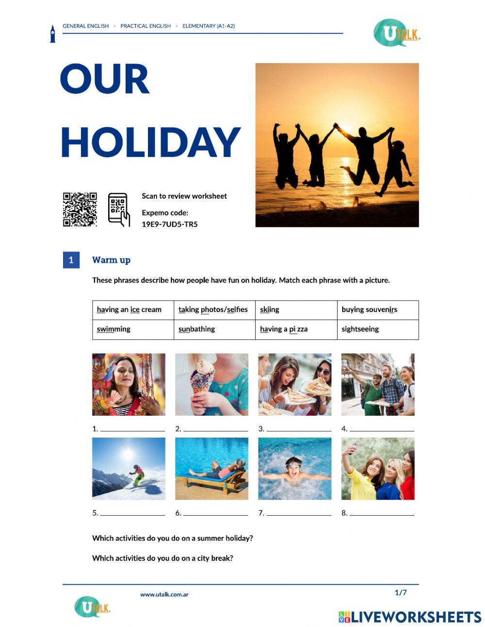 Our holidays: Present Continuous Listening online exercise for | Live ...