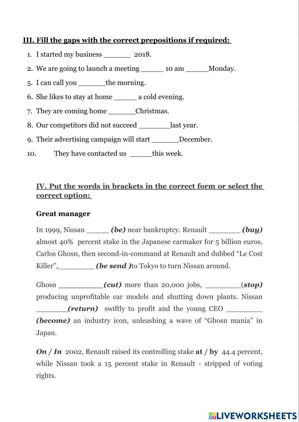 Andy week 6 worksheet | Live Worksheets
