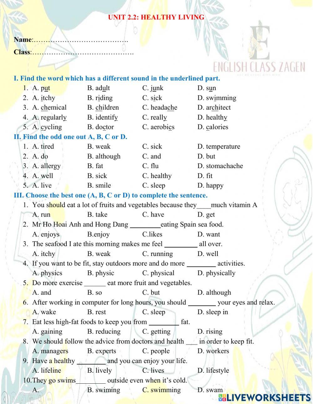 Unit 2.2e7 worksheet | Live Worksheets