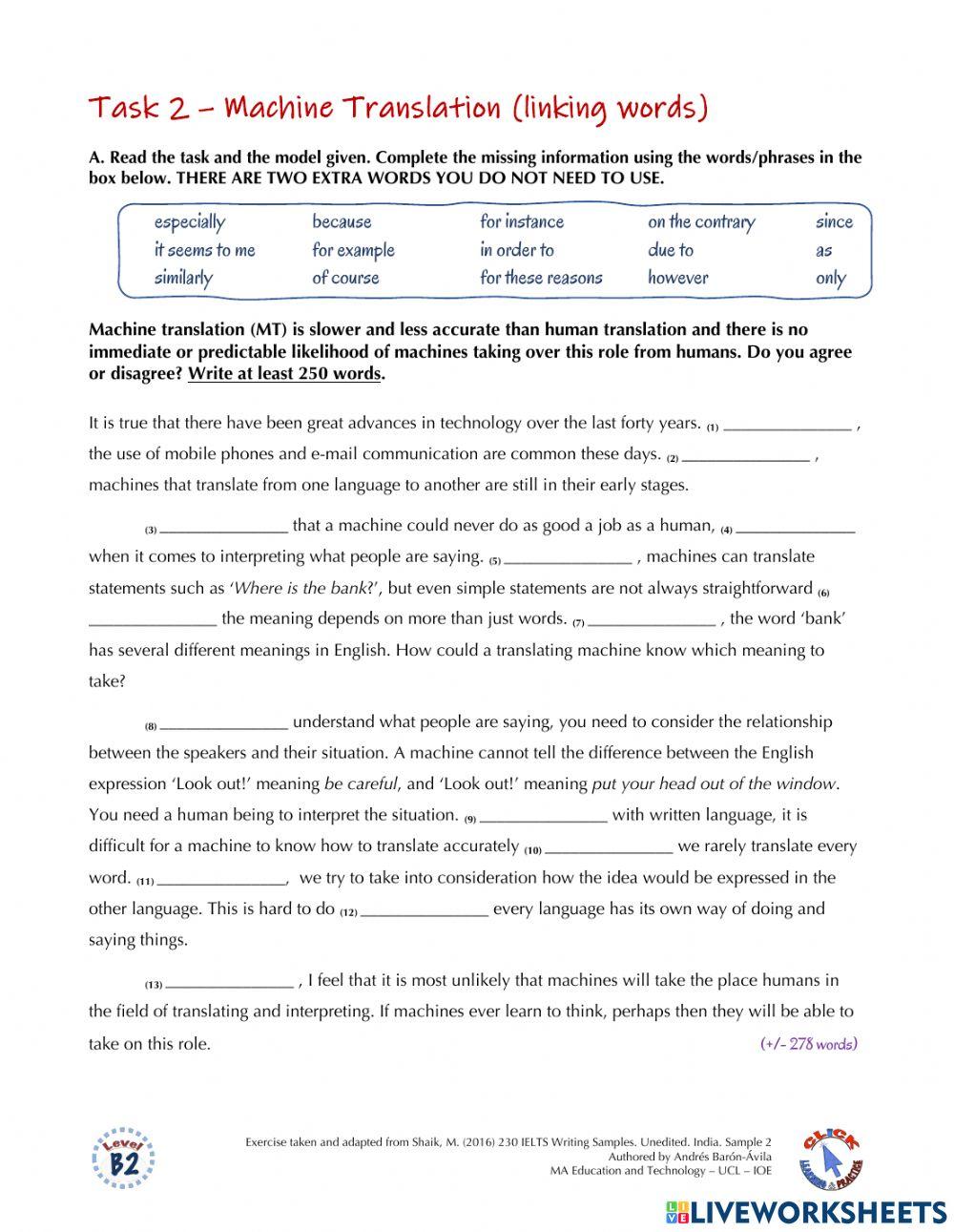 IELTS Writing >… | Free Interactive Worksheets | 7100139