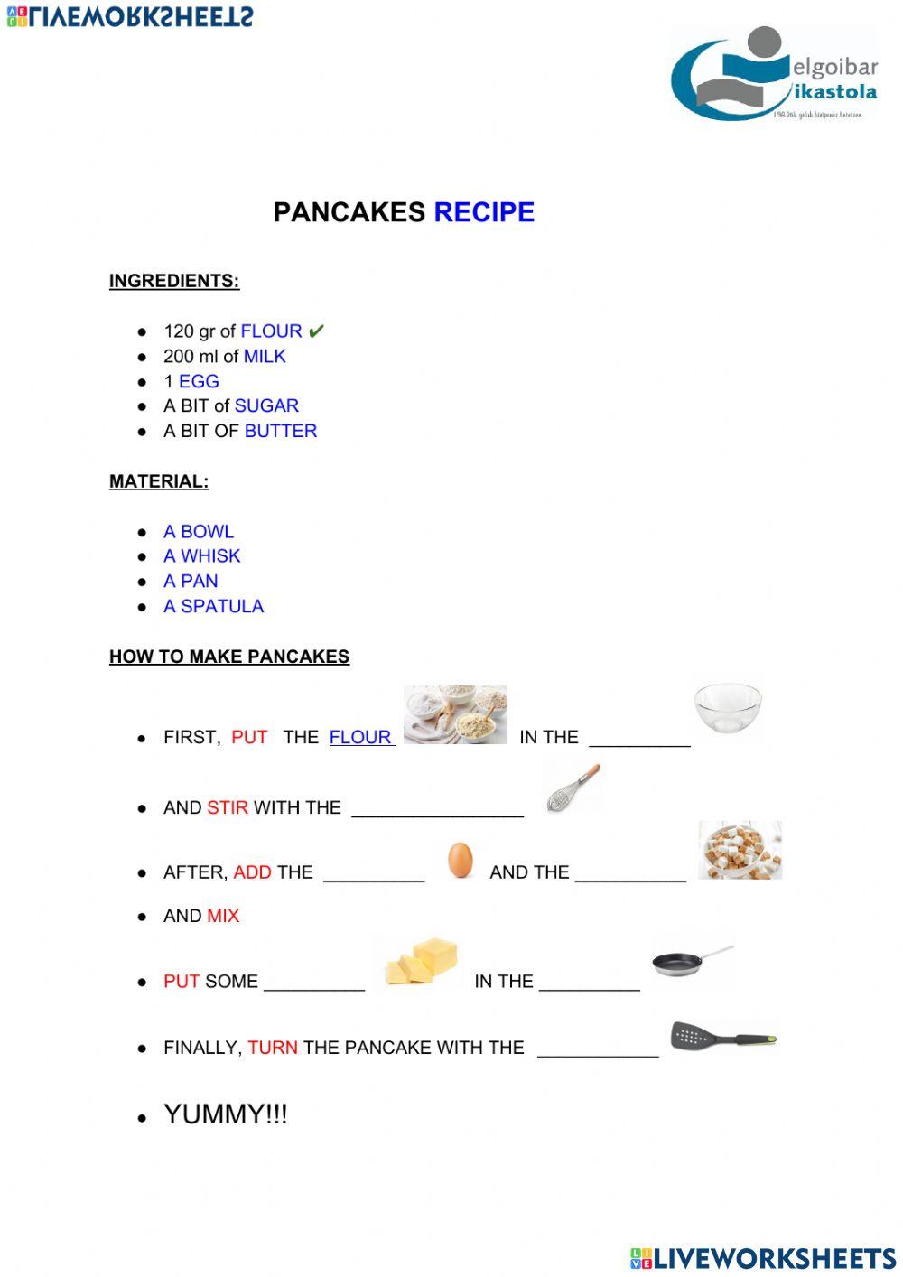 Pancakes exercise | Live Worksheets