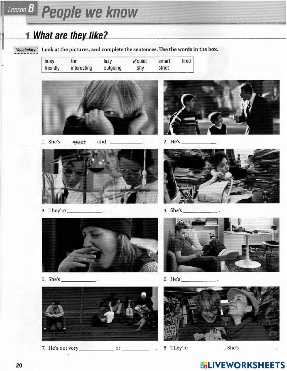 People we know worksheet | Live Worksheets