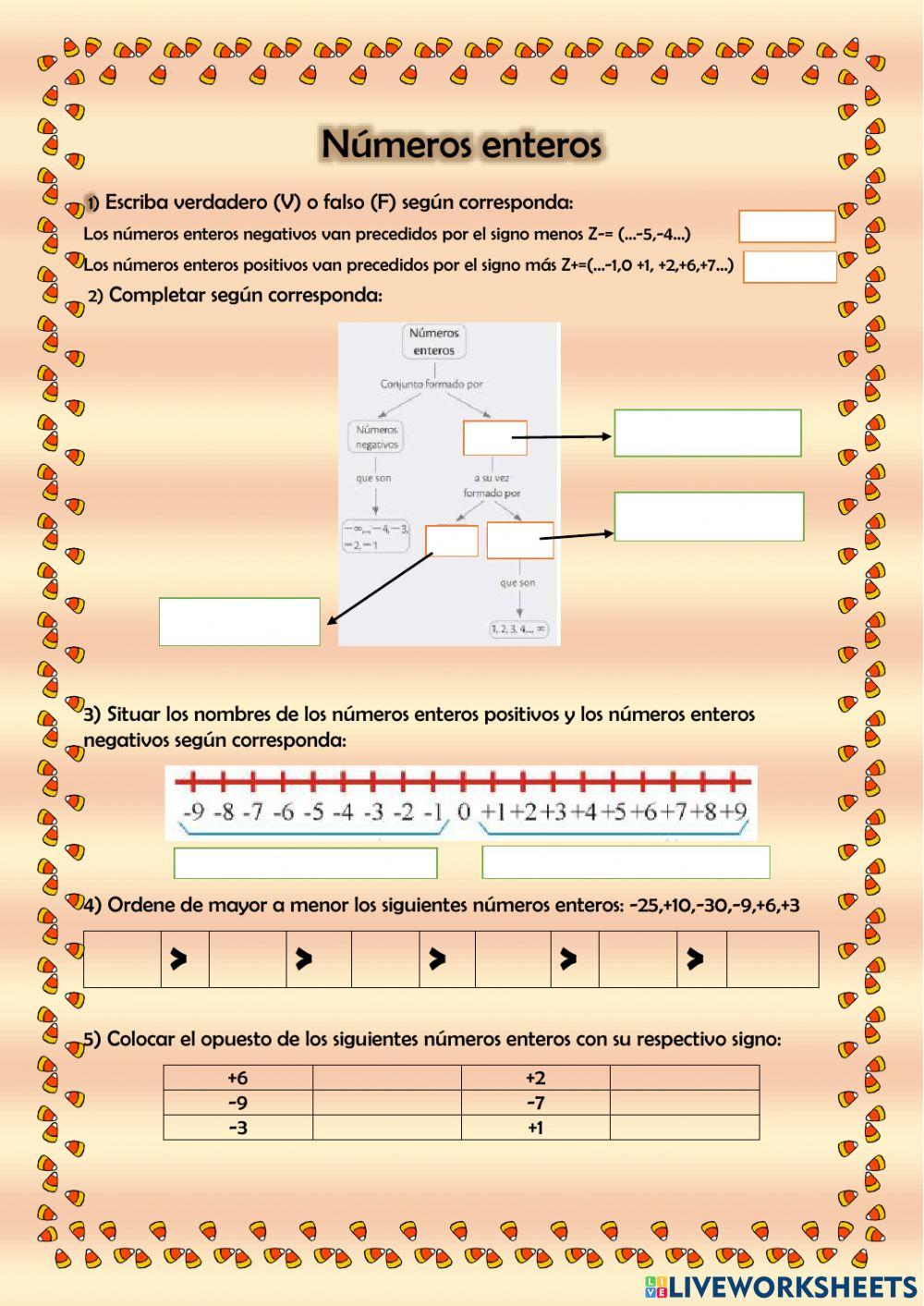 Nùmeros enteros online exercise for 8vo | Live Worksheets