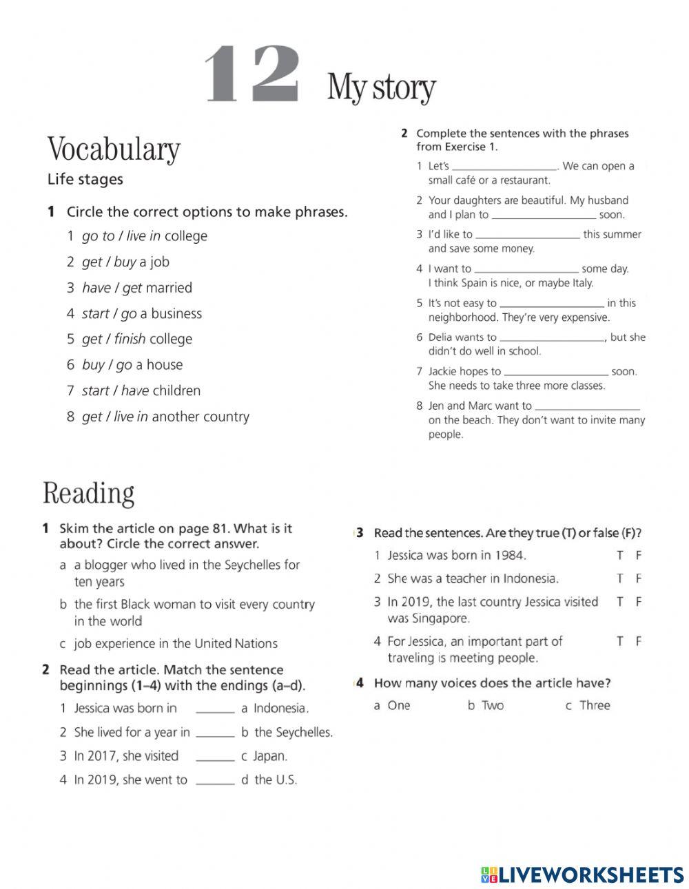V1 U12 Workbook worksheet | Live Worksheets