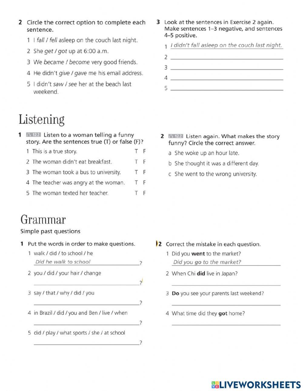 V1 U12 Workbook worksheet | Live Worksheets