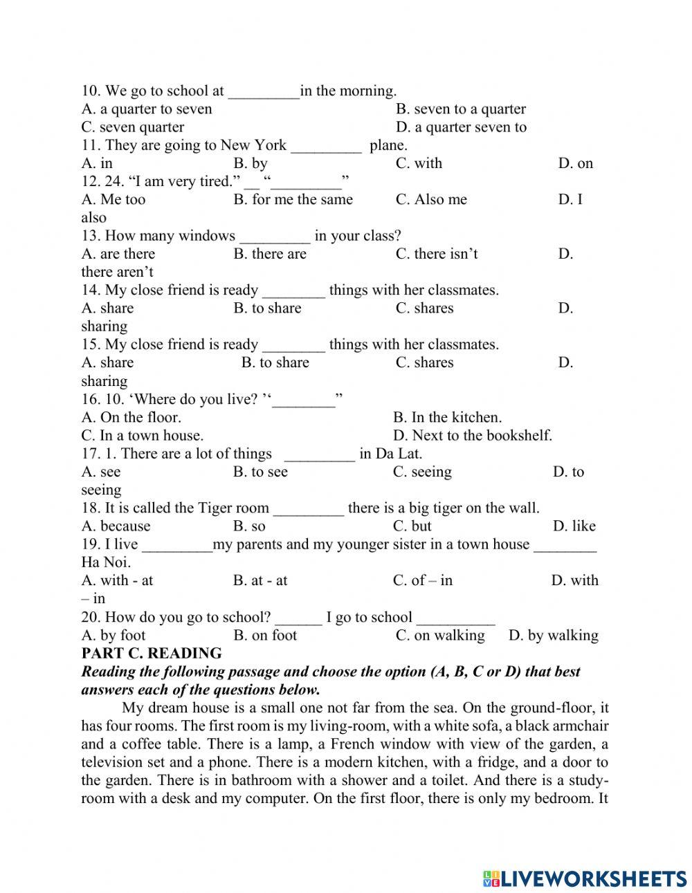 Unit 2 review English as a Second Language (ESL) activity | Live Worksheets