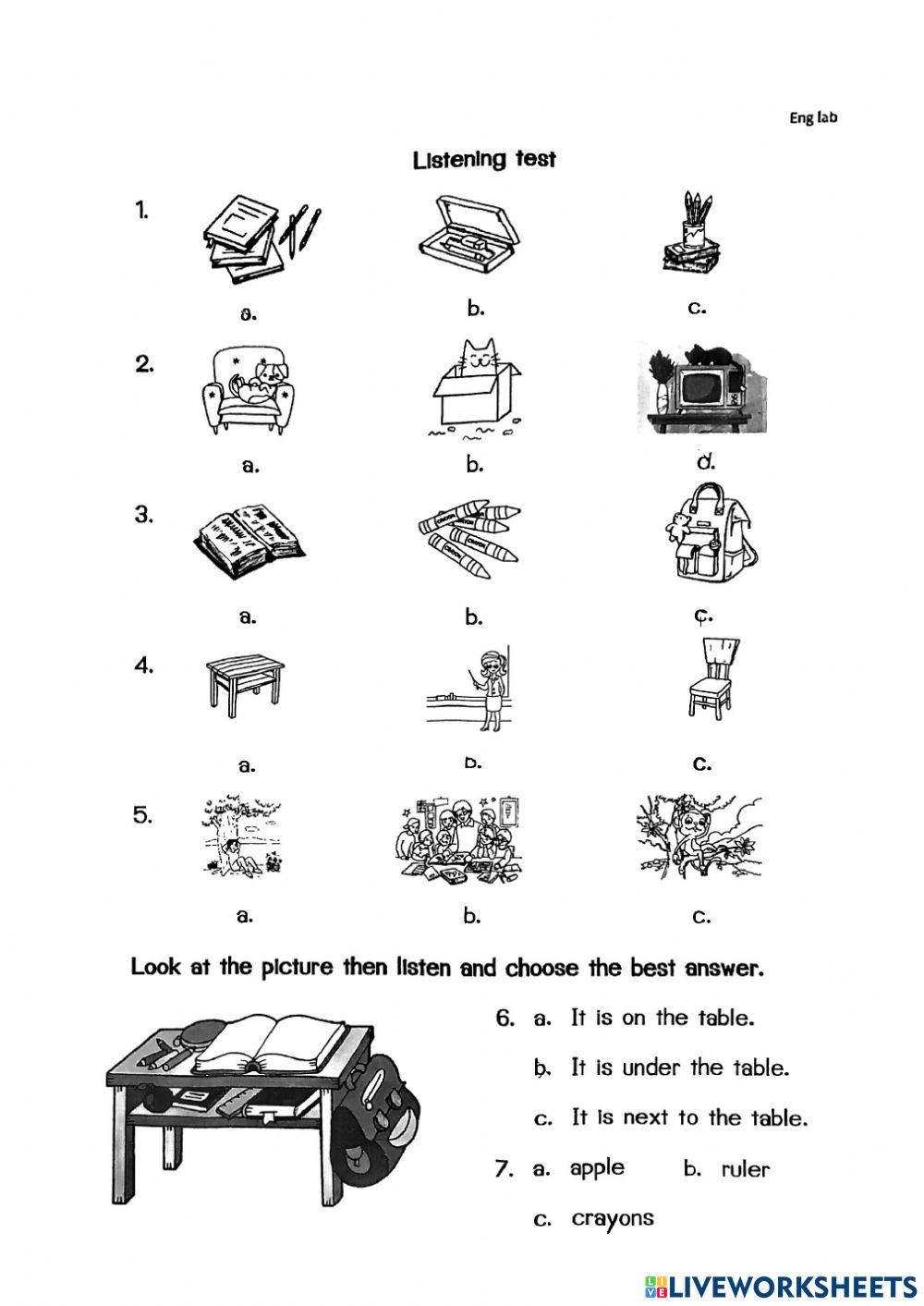 Listening for p1 worksheet | Live Worksheets