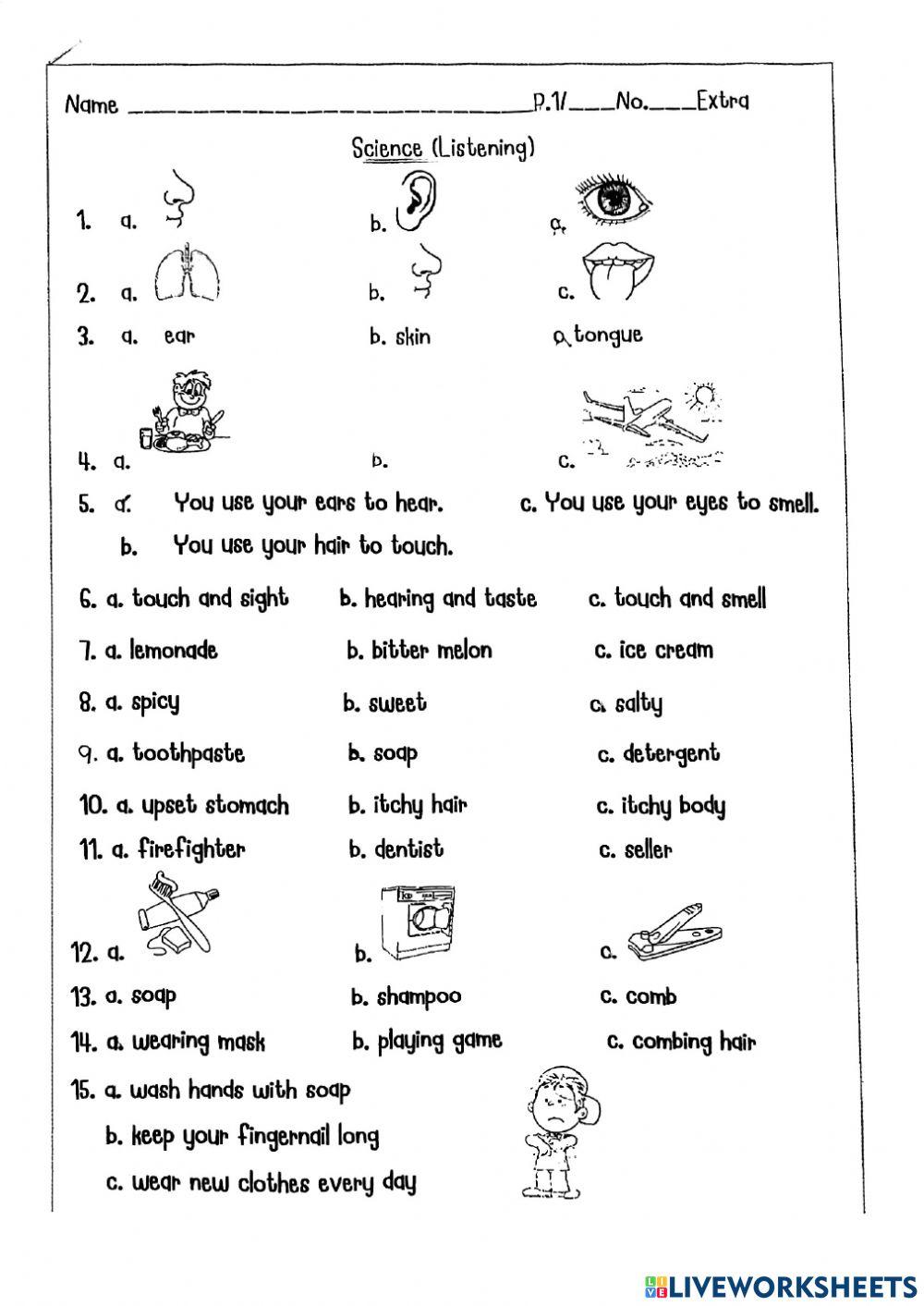 Listening for p1 worksheet | Live Worksheets