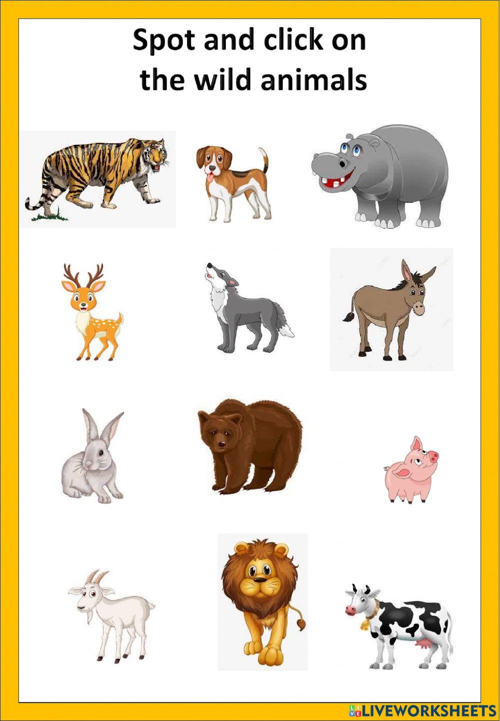 Wild animals online exercise for CLASS 1 | Live Worksheets
