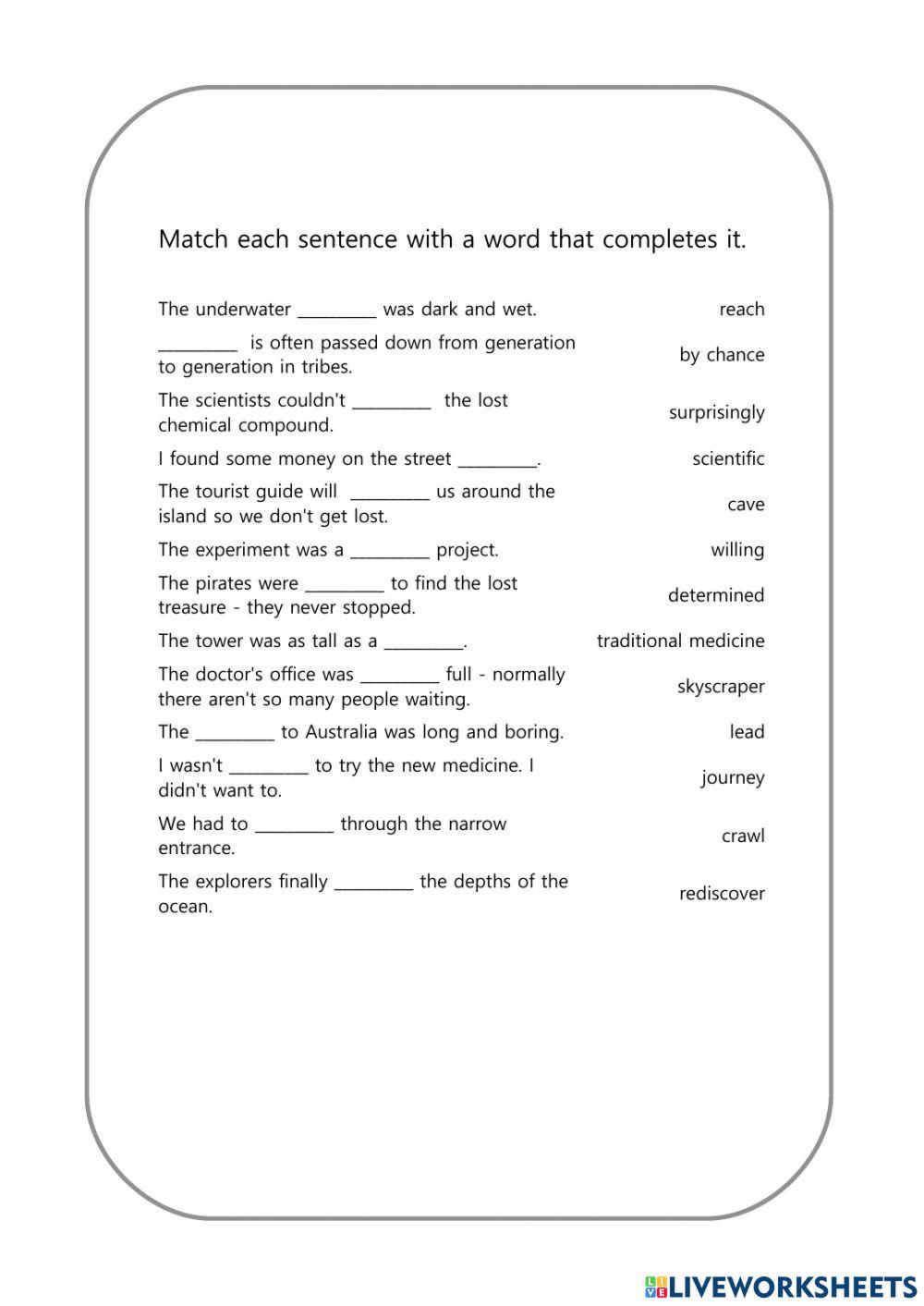 Vocabulary - Reading Passages 2+3 - LRN B2 January 2023 worksheet ...